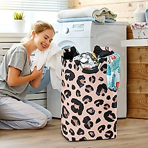 OREZI Leopard Print Rainbow Colorful Laudry Basket,Waterproof and Foldable Laundry Hamper for Storage Dirty Clothes Toys in Bedroom, Bathroom Dorm Room (Leopard)