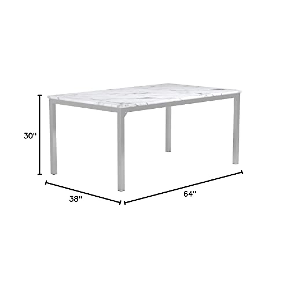 Coaster Furniture Athena Rectangle Marble Top Dining Table Carrara Mable and Chrome 110101