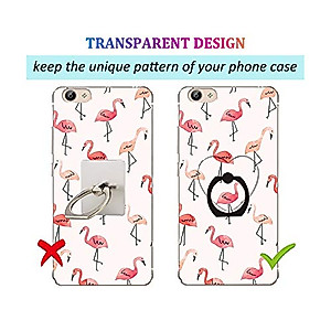 lenoup Transparent Heart Cell Phone Ring Holder Kickstand,360 Rotation Clear Heart Cell Phone Finger Ring Grip Stand for Phones,Pad