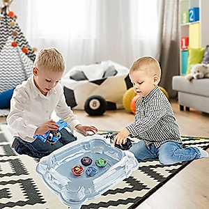 MEDMHSMA Bey Battling Top Battle Stadium Battle Set, 4 Battling Tops, 2 Latest Launchers, and 1 Flame Themed Arena, Great Gift for Kids Boys Age 6 and up,Blue