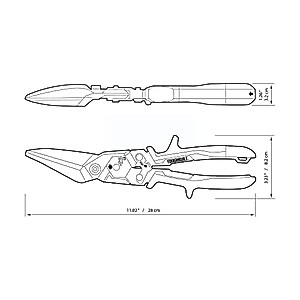 ToughBuilt - Straight Offset Long Cut Aviation Snips - One Handed Lock Operation - (TB-H4-60-SOL)