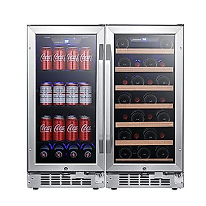 EdgeStar CWBV80301 30 Inch Wide 30 Bottle 80 Can Side-by-Side Wine and Beverage Cooler