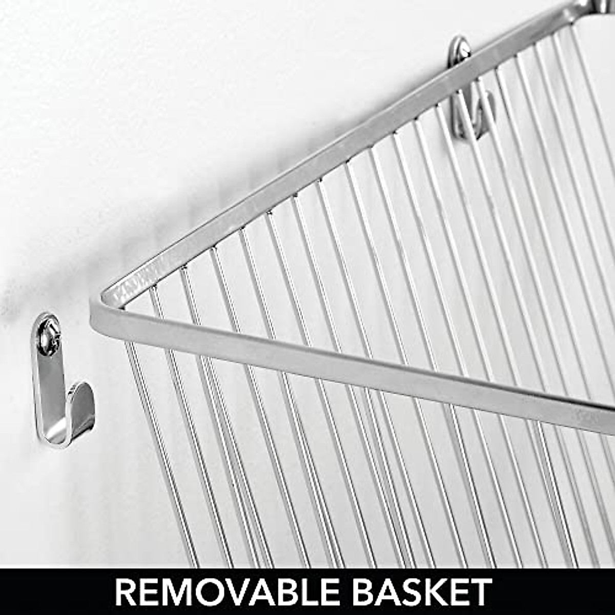 mDesign Small Metal Wire Wall Mounted Storage Organizer Basket Bin for Hanging in Kitchen, Garage, Entryway, Mudroom, Bedroom, Bathroom, Laundry Room - Unity Collection - 2 Pack - Chrome