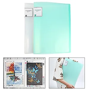 2 Pieces A3 30 Pags Diamond Painting Storage Presentation Book, Storage Presentation Book for Diamond Painting, Binder for Artist, Photo Album Refill Pag, Large Portfolio Folder (Green + White)
