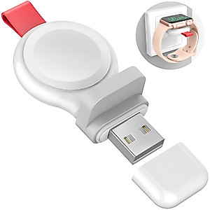 i.VALUX Travel Charger for Apple Watch, Portable Magnetic iWatch Wireless Charger, Cordless USB Fast Charging Compatible with Apple Watch Series 8 7 6 5 4 3 2, 41/45/44/42/40/38mm SE Nike+(White)