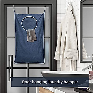 SAVERHO Large Hanging Laundry Hamper Bag, Waterproof Door Laundry Hamper for Dirty Clothes Larg Size 35X22inch Hanging Laundry Bag(Blue-2Pack)