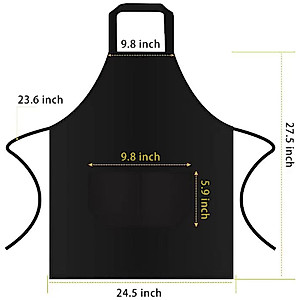 TFJAYTOO 3 Packs Chef Aprons, Black Waterproof Apron, Adjustable Apron with 2 Pockets for Men and Women, Professional Apron for Kitchen Cooking, Gardening, Painting etc.