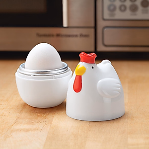 COOKWARE CREATIONS Chicken Shaped Microwave Egg Boiler for Perfectly Cooked Eggs in Minutes - egg boilers - egg boiler microwave - microwave egg boiler 1 egg - egg cooker, White