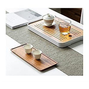 GEEKLLS Breakfast Tray Rectangle Wooden Tea Tray Serving Table Plate Snacks Food Storage Dish for Hotel Home Serving Tray