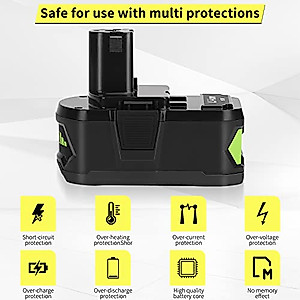 BiBiSi 6.5Ah P108 18 Volt Replacement Battery for Ryobi 18V Battery 2 Pack Cordless Tool Battery Packs Compatible with P102 P103 P104 P105 P107 P108 P109 P190 P122