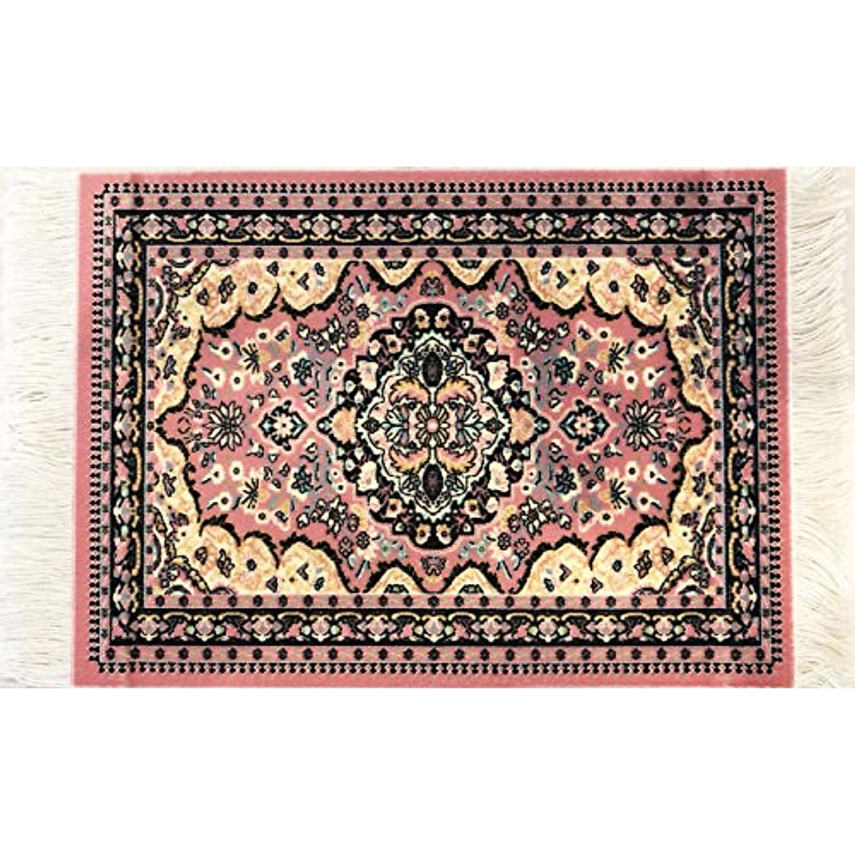 Carpet Coasters, Set of 4 Turkish Rug Style Table Drink mats, Absorbent Kitchen and Dining Accessories, Spill & drip Protection, Rectangular