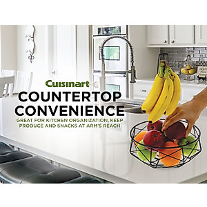 Cuisinart Stainless Steel Fruit Basket with Banana Hanger, Matte Black - Perfect Fruit Basket for Kitchen & Dining Tables to Showcase & Organize Fresh Produce - Sturdy Banana Holder with Fruit Storage