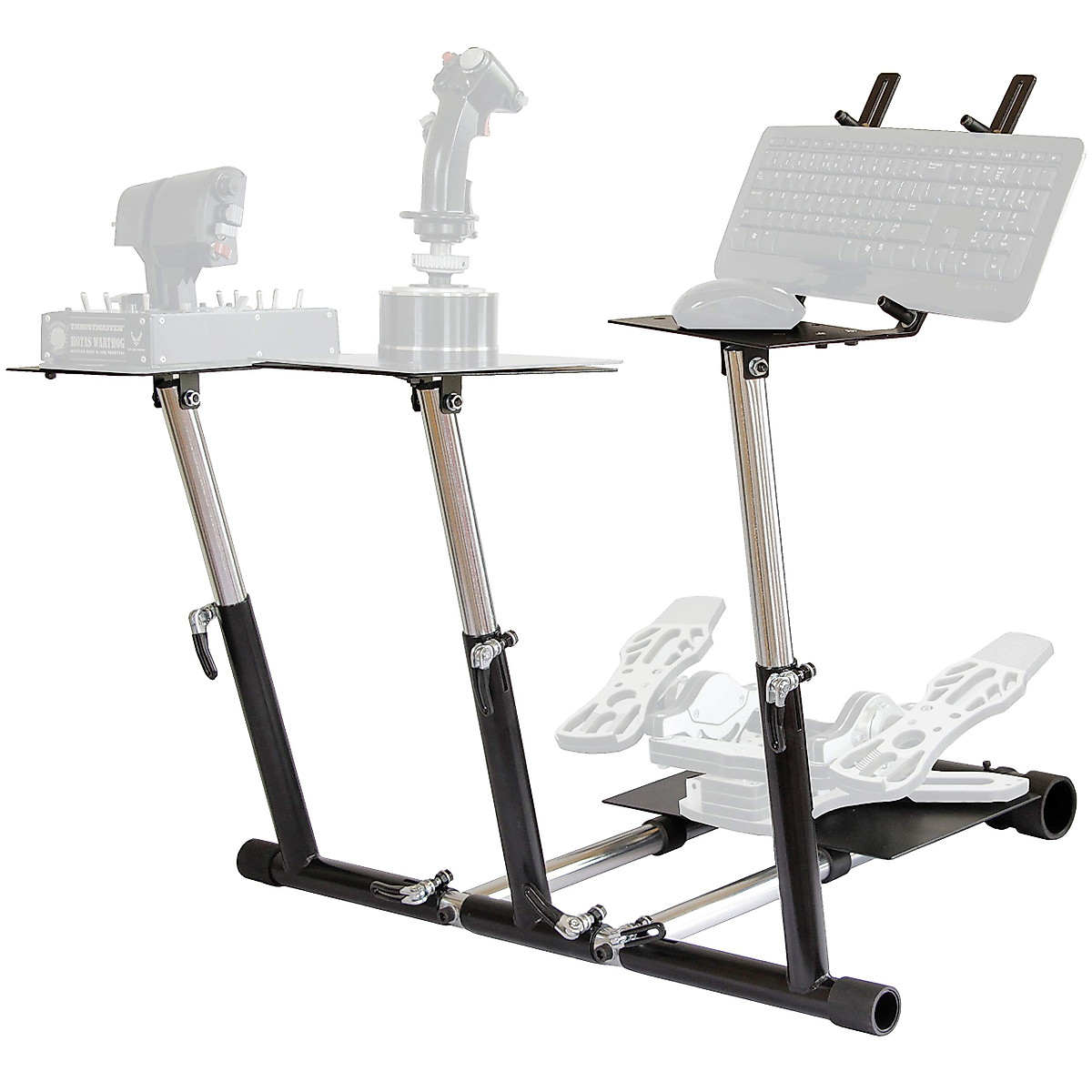 Wheel Stand Pro Super Warthog Flight stand Compatible With Thrustmaster HOTAS WARTHOG, Honeycomb Alpha Bravo and Saitek pedals. Pedals/mouse/keyboard/throttles not included.