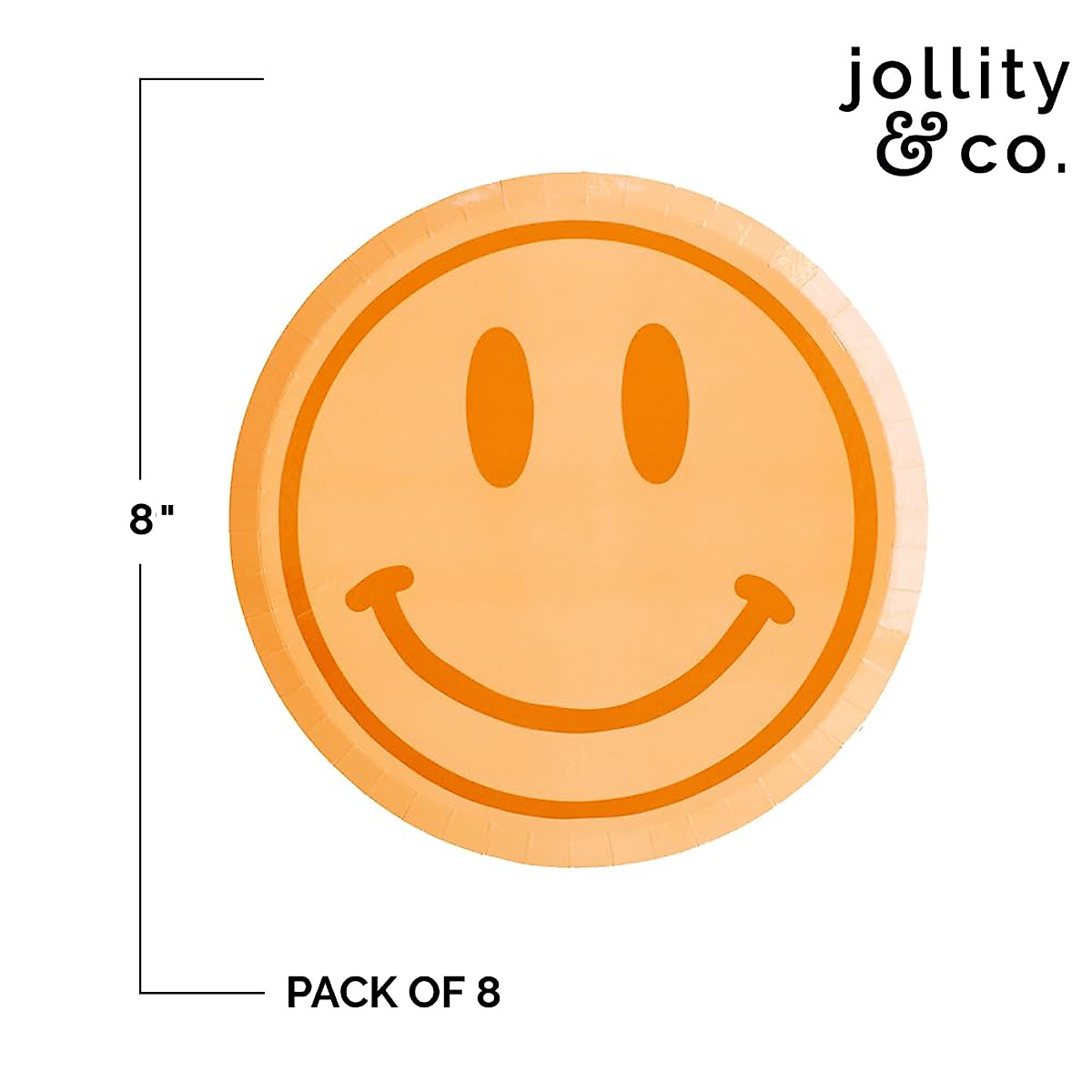 Jollity Party Supplies Peace & Love Smile Dessert Plates Great For Spring, Baby Showers, Bridal Showers, Event And Birthday Decorations Paper, 8 Pack Yellow Dinner