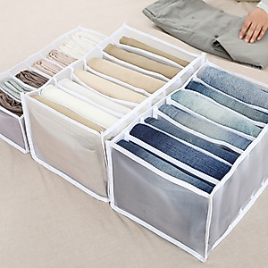 LELEBEAR Washable Wardrobe Clothes Organizer for Closet - 7 Grids Washable Wardrobe Clothes Organizers, Used for Household Clothes Sorting (Gray L,4)