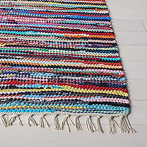 SAFAVIEH Rag Rug Collection Area Rug - 6' x 9', Multi, Handmade Boho Stripe Cotton, Ideal for High Traffic Areas in Living Room, Bedroom (RAR128G)