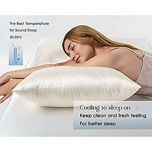 YANIBEST Silk Pillowcase for Hair and Skin 22 Momme 600 Thread Count 100% Mulberry Silk Bed Pillowcase with Hidden Zipper, 1 Pack Standard Size Pillow Case White