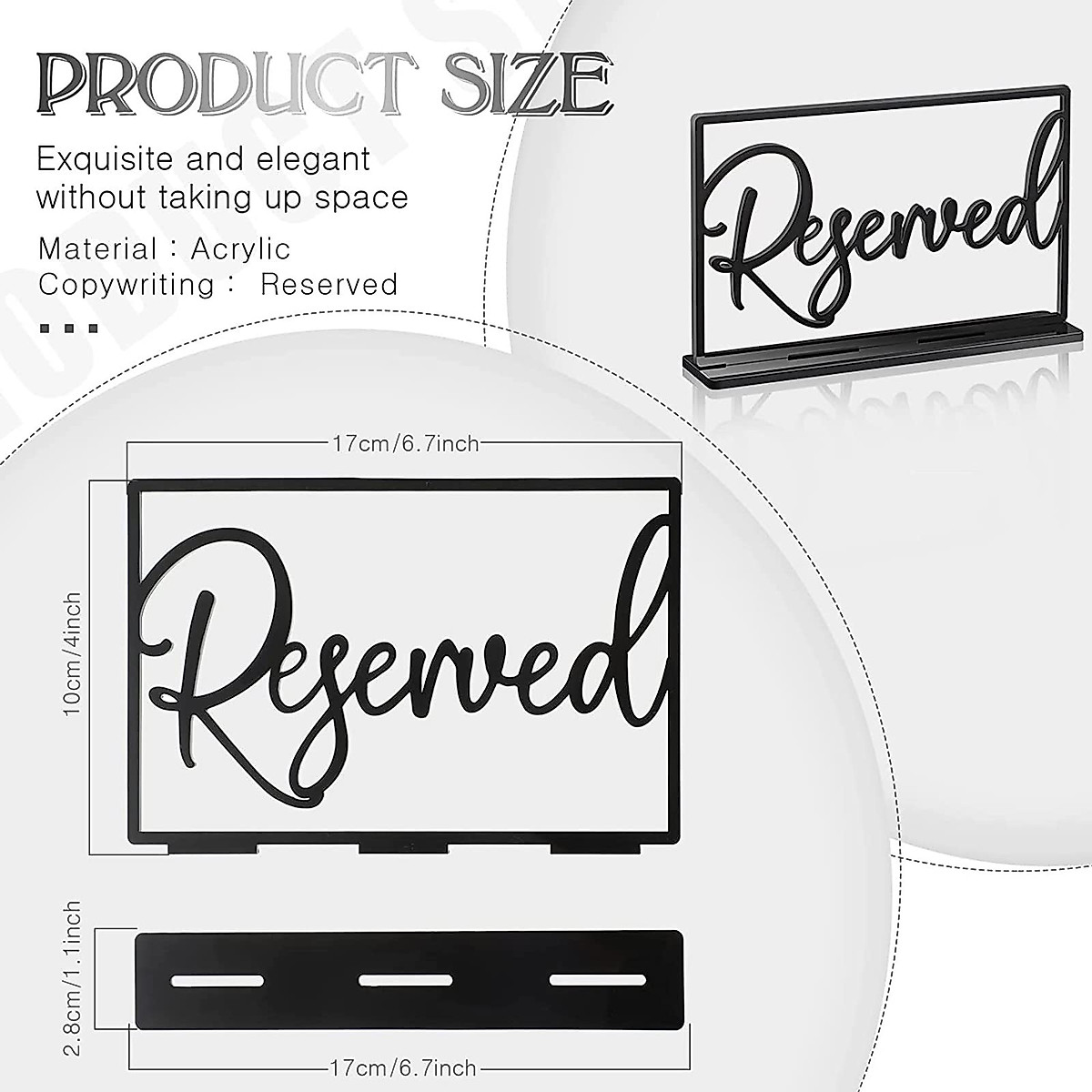 LKEWGHS Reserved Table Sign For Tables Standing Reserved Wedding Signs For Wedding Seating Office, Black