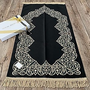 Royal Sejadah Prayer Mats, Prayer Rug, Janamaz, Islamic Gift Set - Plain (Black)