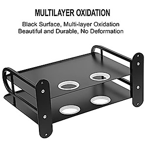 Z-COLOR Black Metal Double Wireless WiFi Router Storage Box / TV Set Box Shelf Wall Hanging Plug Board Bracket Cable Storage Organizer (Small)