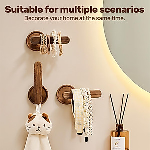 Hat Rack for Wall Hat Organizer for Baseball Caps Strong Adhesive Hat Hooks for Wall Decorative Hooks Walnut Cap Holder Organizer Hat Holder Storage Hanger for Closet Door, Gift for Man Woman(2 Pack)