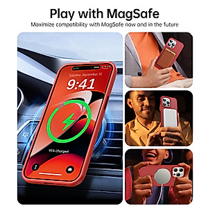 Kocanasi Magnetic for iPhone 14 Pro Max Case [Compatible with MagSafe] [10FT Military Grade Drop Tested] Slim Translucent Matte Case for iPhone 14 Pro Max Phone Case, Red (6.7")
