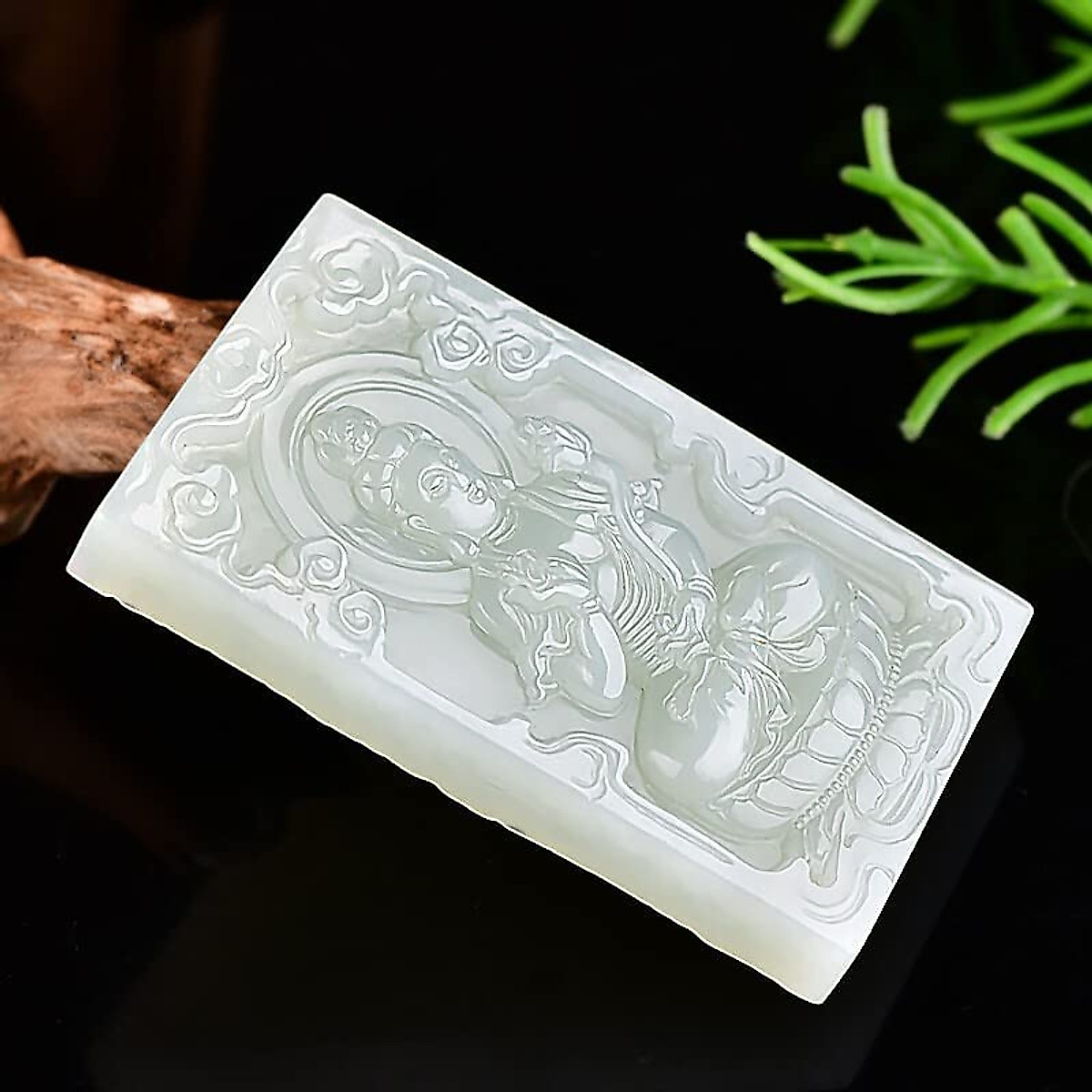 c1lint7785631 Women's Necklaces Men's Necklace Superb Sculpture White jade Dragon Kwan-yin Guan Yu Warrior Guangong Hold Knife Knight Bodhisattva Buddha Necklace Pendant