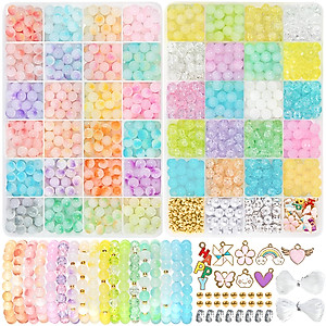 Acerich 2 Boxes Glass Beads for Jewelry Making, 44 Colors 8 mm Crystal Beads for Bracelets for DIY Crafts Birthday Gifts Round Friendship Bracelet Kit, SKU-038-1-A