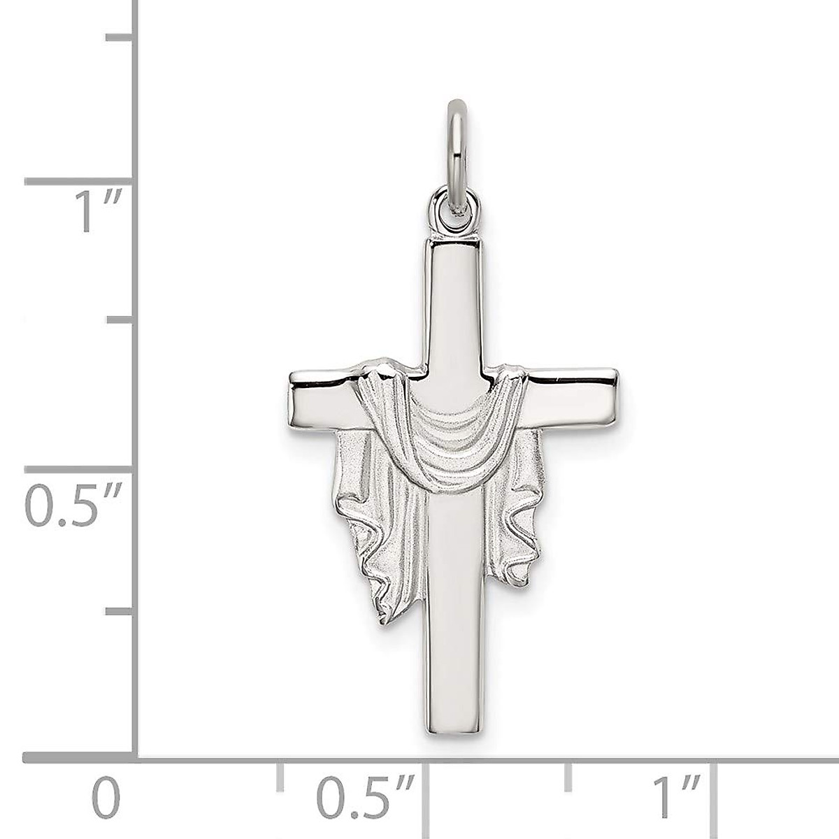 Sterling Silver Polished and Satin Draped Cross Pendant 24.8mm 9.5mm style QC9094