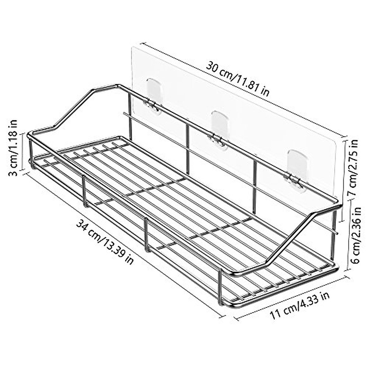 ODesign Adhesive Bathroom Shelf Organizer Shower Caddy Kitchen Spice Rack Wall Mounted No Drilling SUS304 Stainless Steel Rustproof - 2 Pack