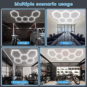 Hexagon Garage Lights, 25 Pack Hexagon Ceiling Light Updated Longer Size, 5 Grids LED Honeycomb Lights Ceiling Super Bright for Car Detailing Garage Workshop Basement Gym Barber