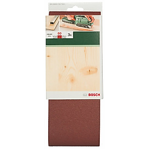 Bosch DIY Schleifband verschiedene Materialien für Bandschleifer (3 Stück, Körnung 80)