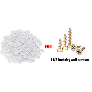 Mini Skater 200Pcs Screw Caps Plastic Self-Tapping Screw Hole Cap Covers for Diameter 7mm Flat Cross Screw Lids Furniture Fittings, (White)