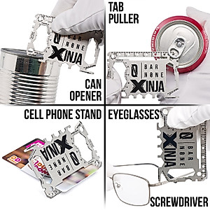 50 in 1 Credit Card Multitool Wallet Multi Tool Money Clip Clips Xtreme Ninja EDC Gerber Leatherman Knives Utility Knife Slim Wallets Minimalist Survival Everyday Carry | BAR NONE Xinja, Stainless