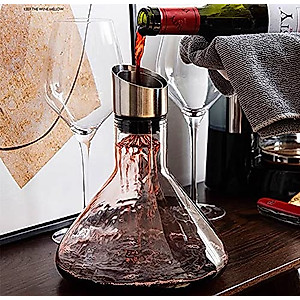Smaier Wine Decanter Built-in Aerator Pourer（750ml）, Wine Carafe Red Wine Decanter,100% Lead-free Crystal Glass, Wine Hand-held Aerator, Wine Gift, Wine Accessories