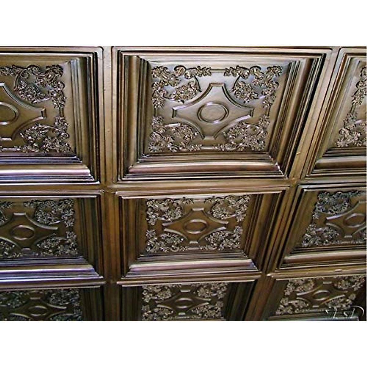 From Plain To Beautiful In Hours DCT03 British Sterling PVC 2' x 2' Lay-in Ceiling Tile, Pack of 25, Aged Copper, 25 Piece