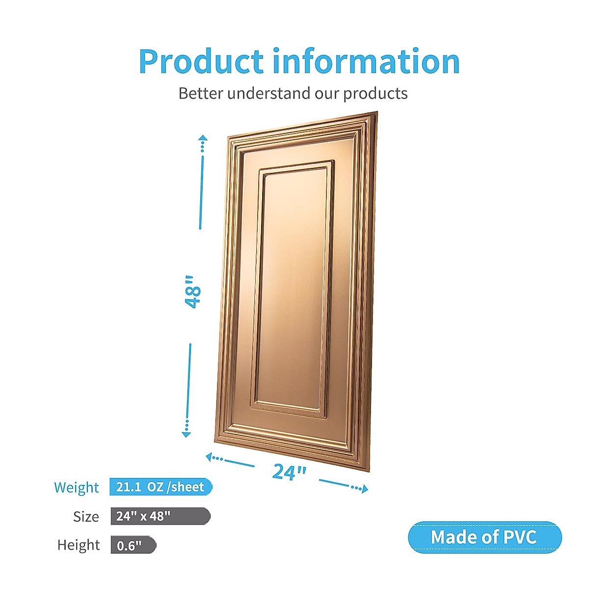 Art3d Drop Ceiling Tiles, 24x48in. Bronze (12-Pack)