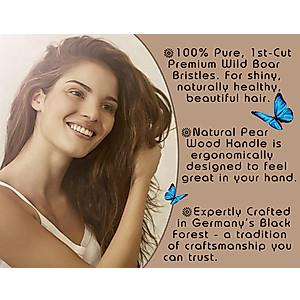 100% Natural Boar Bristle Hairbrush for Healthy Hair - Gentle Care, Made in Germany