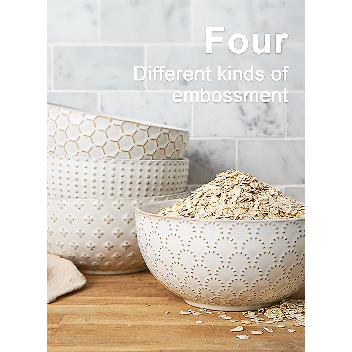 LE TAUCI 6 Inch Bowls Set of 4 + 7 Inch Bowls Set of 4 +8 Inch Plates Set of 4
