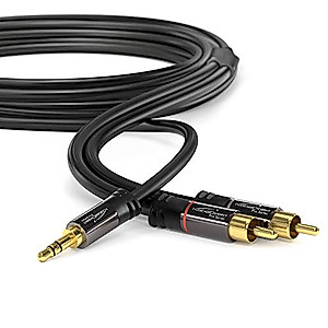KabelDirekt – 15ft Long – Aux/3.5mm to RCA/Phono Male Adapter Cable, 2× RCA/Phono Plugs (Y Splitter Audio Cable, Connects Smartphones/notebooks and Other Equipment to Hi-Fi Systems/Speakers, Black)