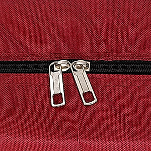 PATIKIL Storage Tote with Zippers, 40L Capacity Foldable Heavy Moving Tote Bags for Bedding Clothes, Red