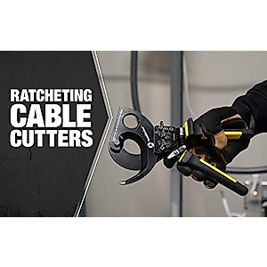 Southwire 58277740 Tools & Equipment CCPR400 Heavy Duty Compact Ratcheting Cable Cutters with Comfort Grip Handles, Easy to Use Quick- Release Lever, Steel Blades, 750 kcmil CU/1000 kcmil AL