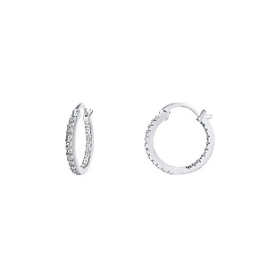 PAVOI Womens 14K Plated ‚Äì White Gold - 925 Sterling Silver Cubic Zirconia Hoop Earring