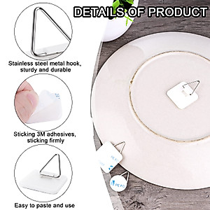 Thinp 30 Pieces Invisible Adhesive Plate Hanger Wall Plate Hangers Plastic Adhesive Picture Hangers Without Nails Plate Holder Frame Hangers for Bathroom Kitchen Wall Decoration (Round&Square)