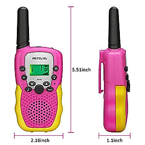 Retevis RA18 Kids Walkie Talkies, Walkie Talkie Toys for 6-12 Year Old Girls Boys, 22 CH, Long Range, Built-in Flashlight, Girls Birthday Gifts,Outdoor Garden Camping Family Trip(Pink 2 Pack)