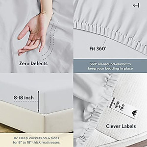 Mayfair Linen 100% Cotton Bed Sheets Queen Sheet Set - 500 Thread Count Sheets Queen Size 4 PC Set (Silver), Soft, Cooling, Hotel-Quality 16" Deep Pocket Sateen Cotton Bedsheet for Hot Sleepers
