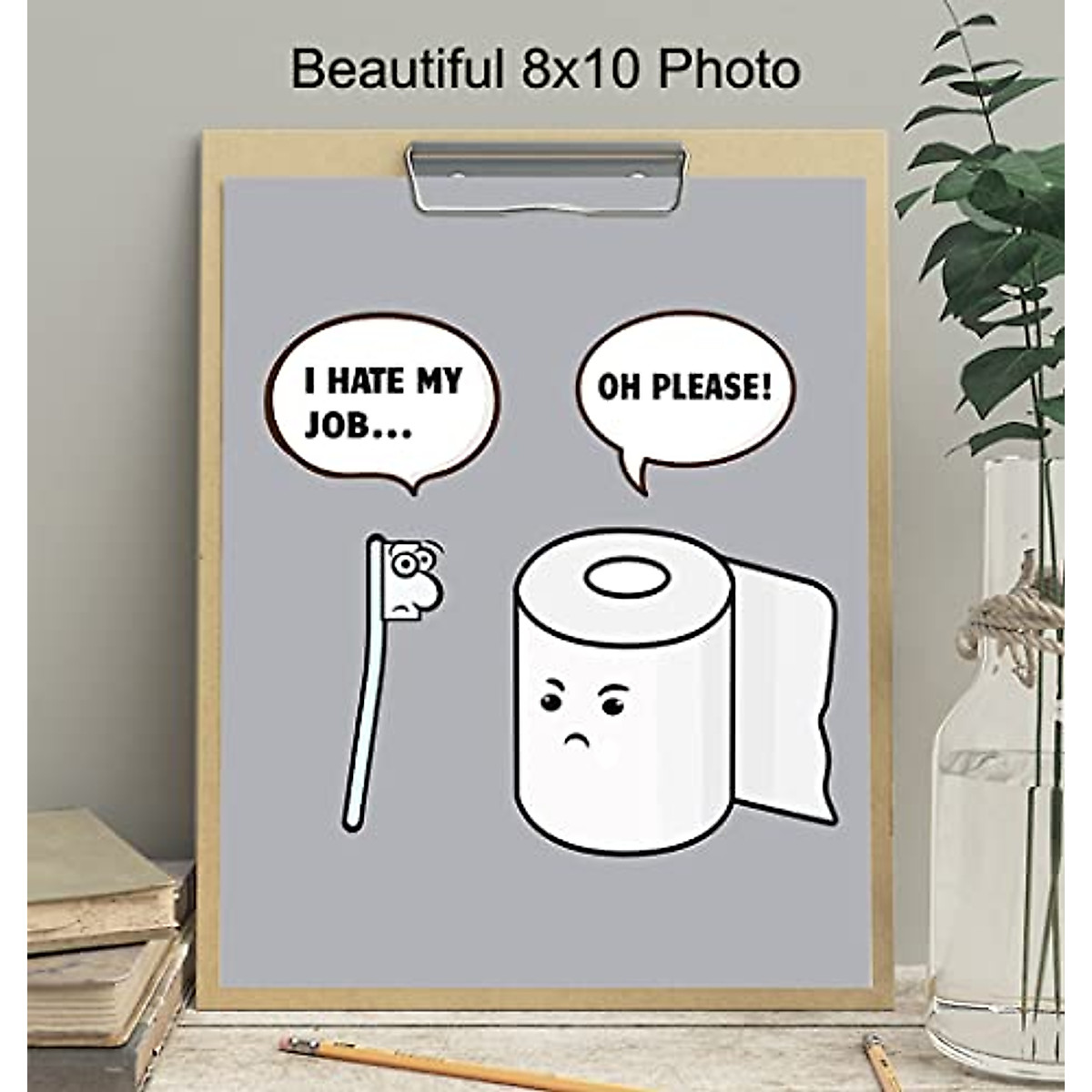 Bathroom Typography Art Print Wall Art Poster - Chic Modern Home Decor for Bath - Makes a Great Gag Gift or Funny Housewarming Gift - 8x10 Photo- Unframed