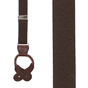 Suspender Store Solid Color Suspenders - 1-Inch Wide Elastic - Y-Back - Button - 48" for 5'9" to 6'2" tall - Brown
