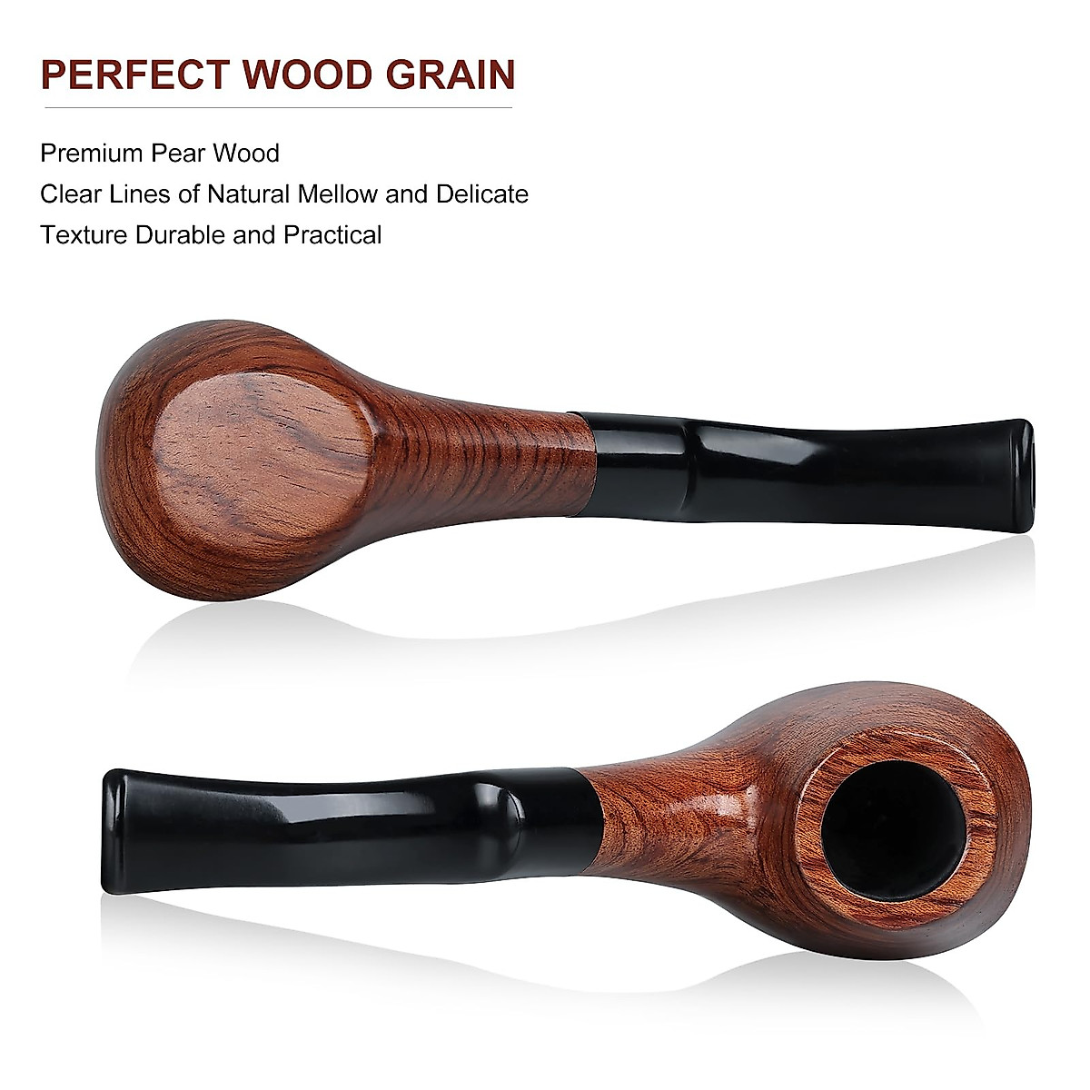 Joyoldelf Smoking Pipe, Wooden Tobacco Pipe with Gift Box, Creative Rosewood Tobacco Pipes for Smoking (no Need Tobacco Pipe Stand) with Pipe Scraper, 9mm Pipe Filter and Smoking Accessories
