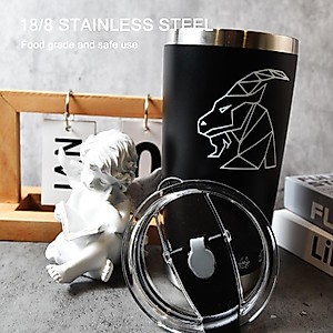 sweet grain 20oz Coffee Tumbler - Stainless Steel Double Wall Insulated Constellation Tumbler with Lid and Straw, Personalized Zodiac Gifts for Birthday/Bachelor Party - Capricorn